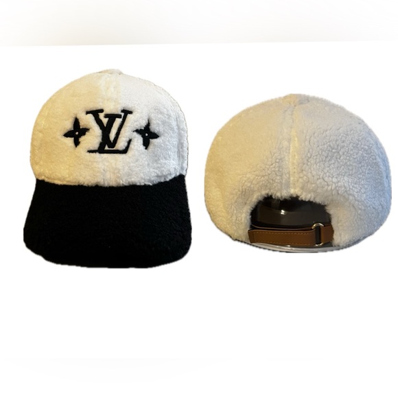 Accessories | Shearling L Cap Whiteblack With Velcro Strap | Poshmark